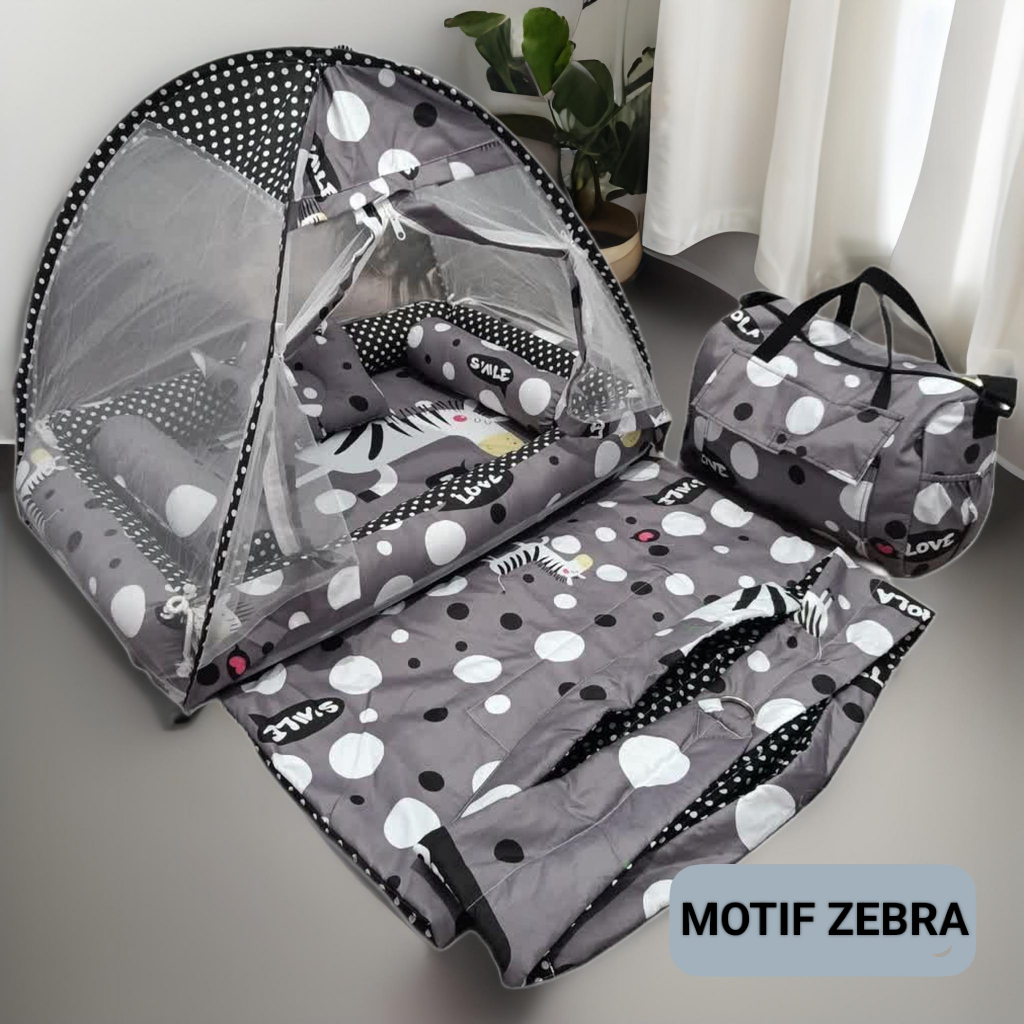 Jual Kasur Bayi Kelambu Motif Zebra + Tas & Gendongan | Set kasur bayi ...