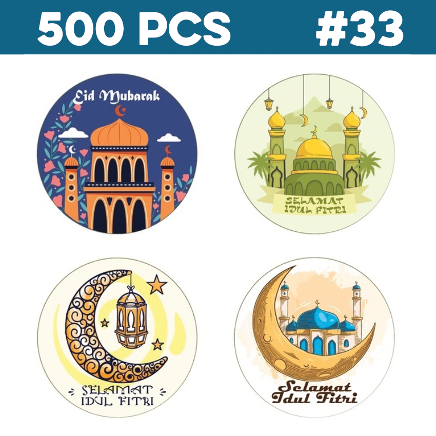 Jual 500 Pcs Stiker Idul Fitri Ramadan Lebaran Haji Umroh Sticker ...