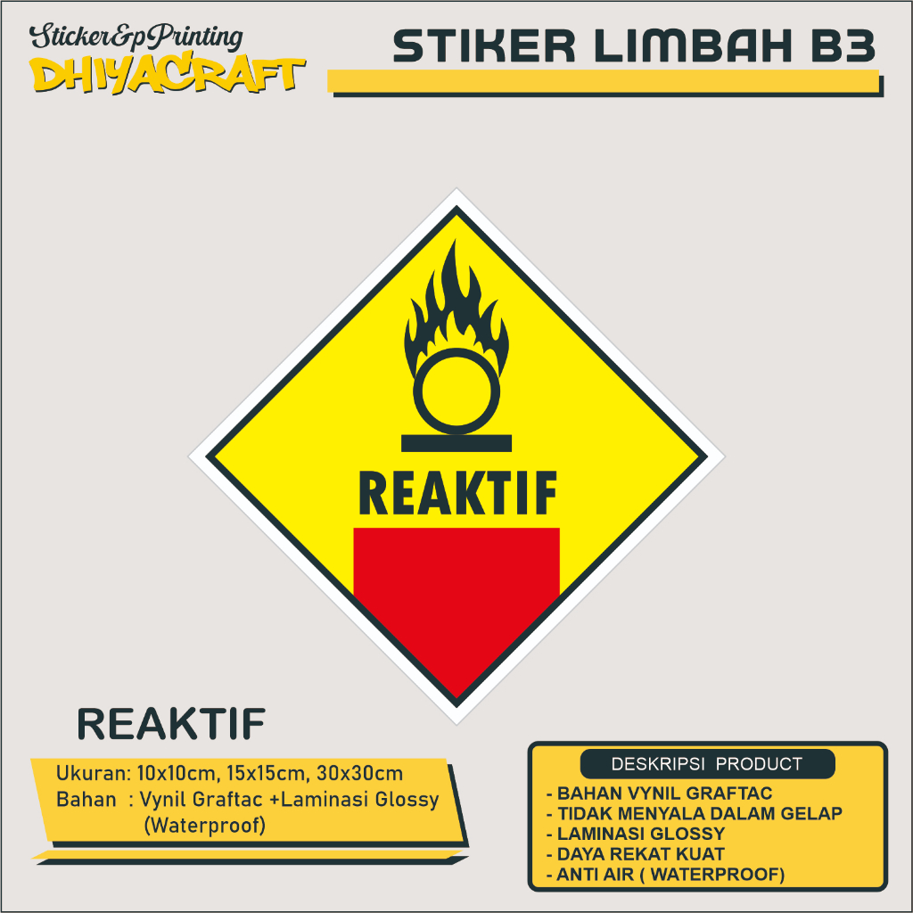 Jual Sticker Label Tanda Simbol Limbah B3 ukuran 10x10 cm Stiker Bahan ...