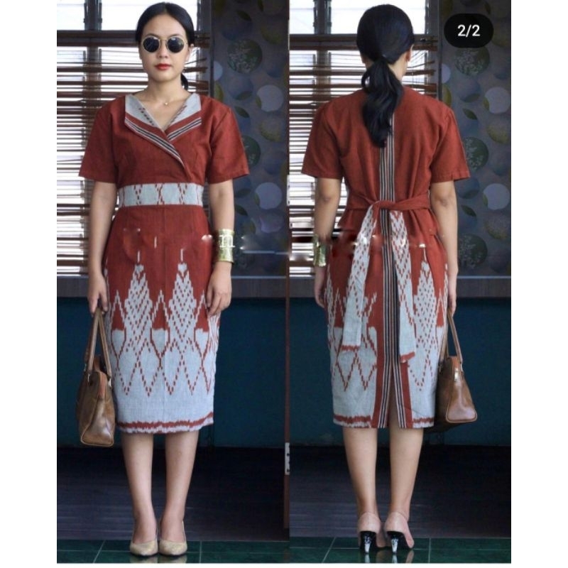 Jual DRESS TENUN IKAT ETNIK DRESS TENUN TROSO DRESS CASUAL ETNIK OT68 | Shopee Indonesia