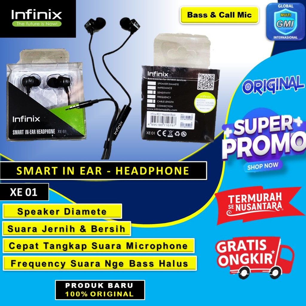Jual SMART IN EARPHONE HEADSET BASS POWER FULL INFINIX XE 01 STREO ...