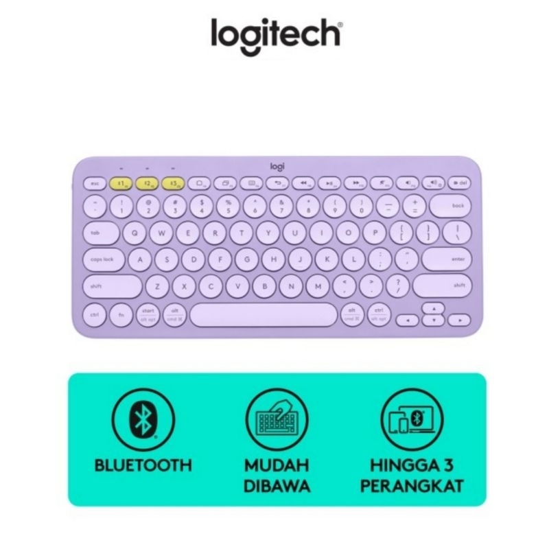 Jual Logitech K380 Wireless Bluetooth Multi Device - Lavender | Shopee ...