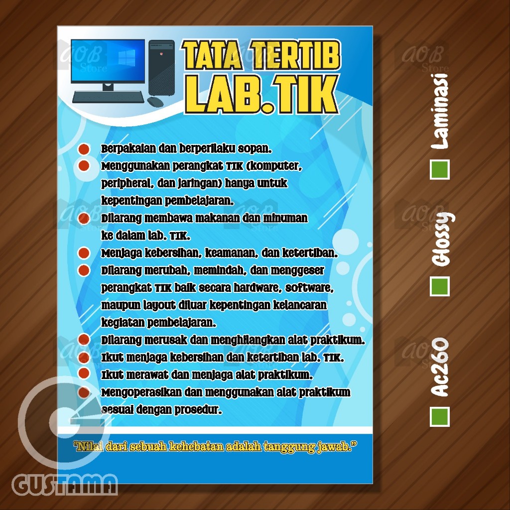 Jual Poster Tata Tertib Ruang TIK, Poster Laboratorium TIK A3 | Shopee ...