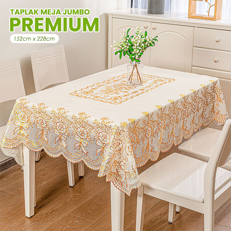 Jual Alas Meja Premium Tebal Motif Gold Bentuk Persegi Panjang / Alas ...