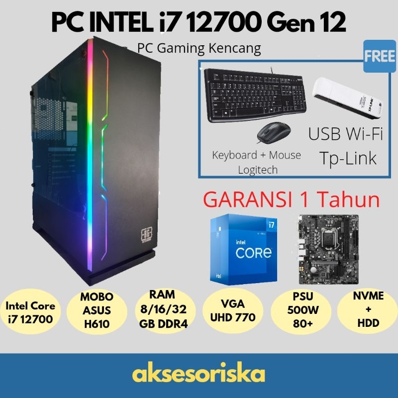 Jual Paket CPU Komputer PC Rakitan Gaming INTEL i7 12700 GEN 12 DDR4 | Shopee Indonesia