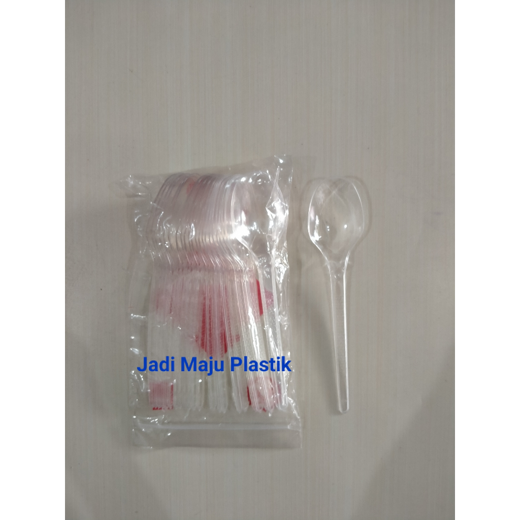 Jual SENDOK MAKAN PLASTIK BENING / SENDOK PLASTIK PANJANG BENING ISI 25 ...