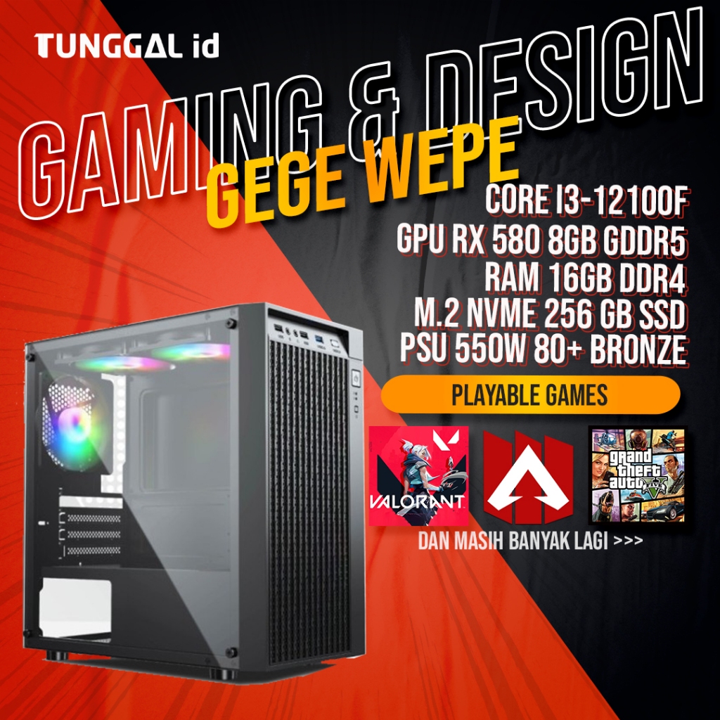 Jual PC RAKITAN | i3 12100F | RX 580 8GB | 256 SSD | 16GB | GAMING ...