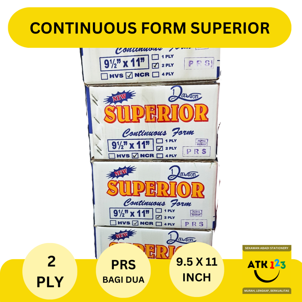 Jual Continuous Form Superior Uk. 9,5" x 11":2 Rangkap 2 (2 Ply) PRS ...