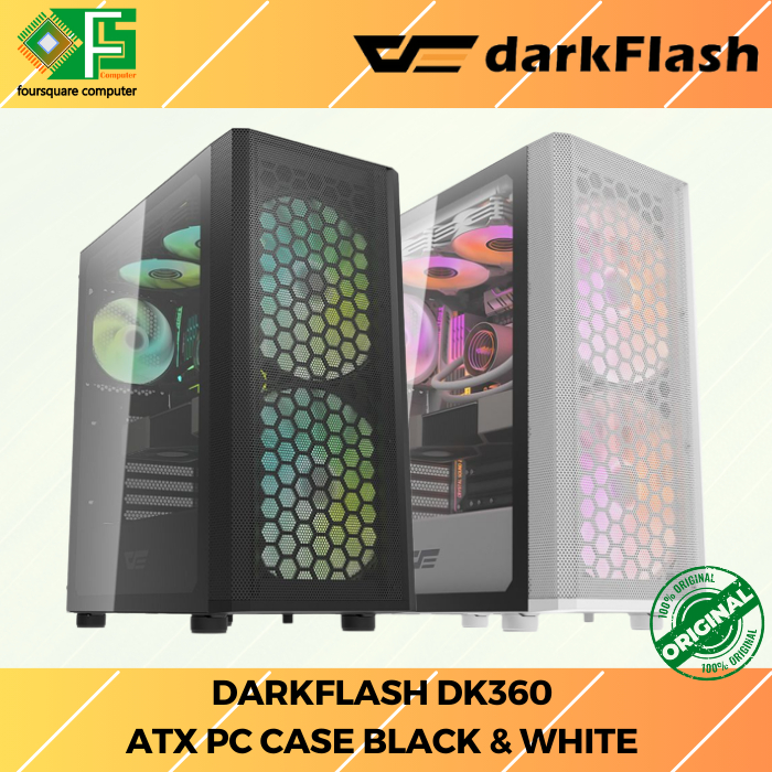Jual Casing PC ATX Darkflash DK360 Black & White + 3x Rainbow Fan | PC Case ATX | Shopee Indonesia