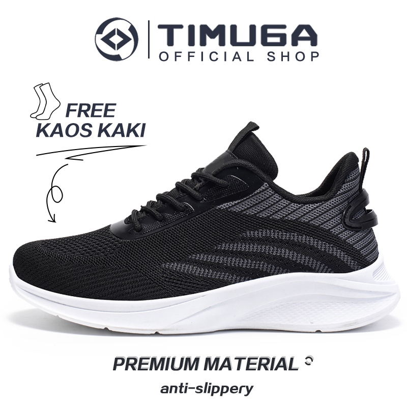 Jual TIMUGA Sepatu Sneakers Pria Hitam Casual Sport Running Shoes ...