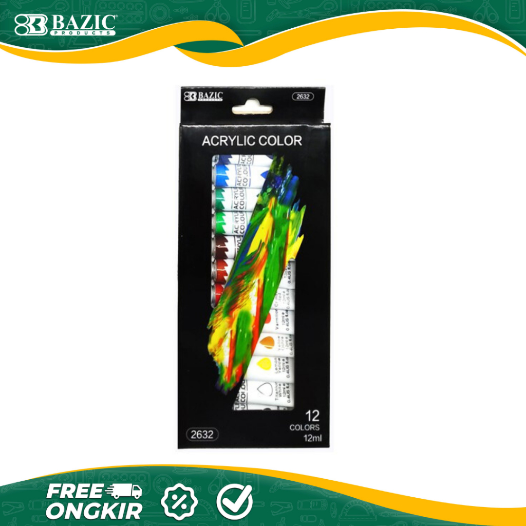 Jual Bazic Acrylic Color 12ml 12 Colors - Cat Akrilik | Shopee Indonesia