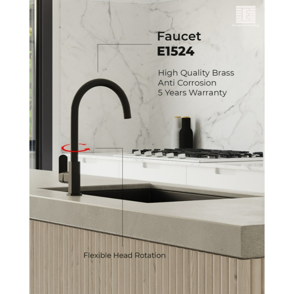 Jual EUROPE KERAN KITCHEN FAUCET BLACK (E1524B) | Shopee Indonesia