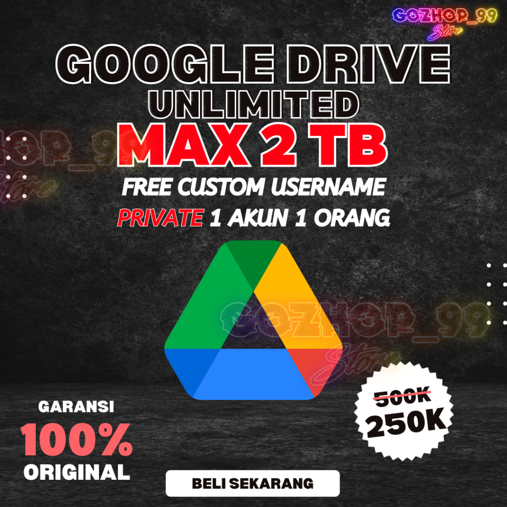 Jual Google Drive Unlimited Max 2TB Private Storage Lifetime Bergaransi ...