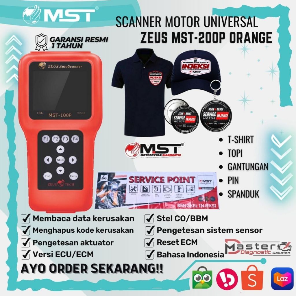 Jual Scanner Motor Injeksi Master Zeus MST-200P / 100P + Kawasaki ...