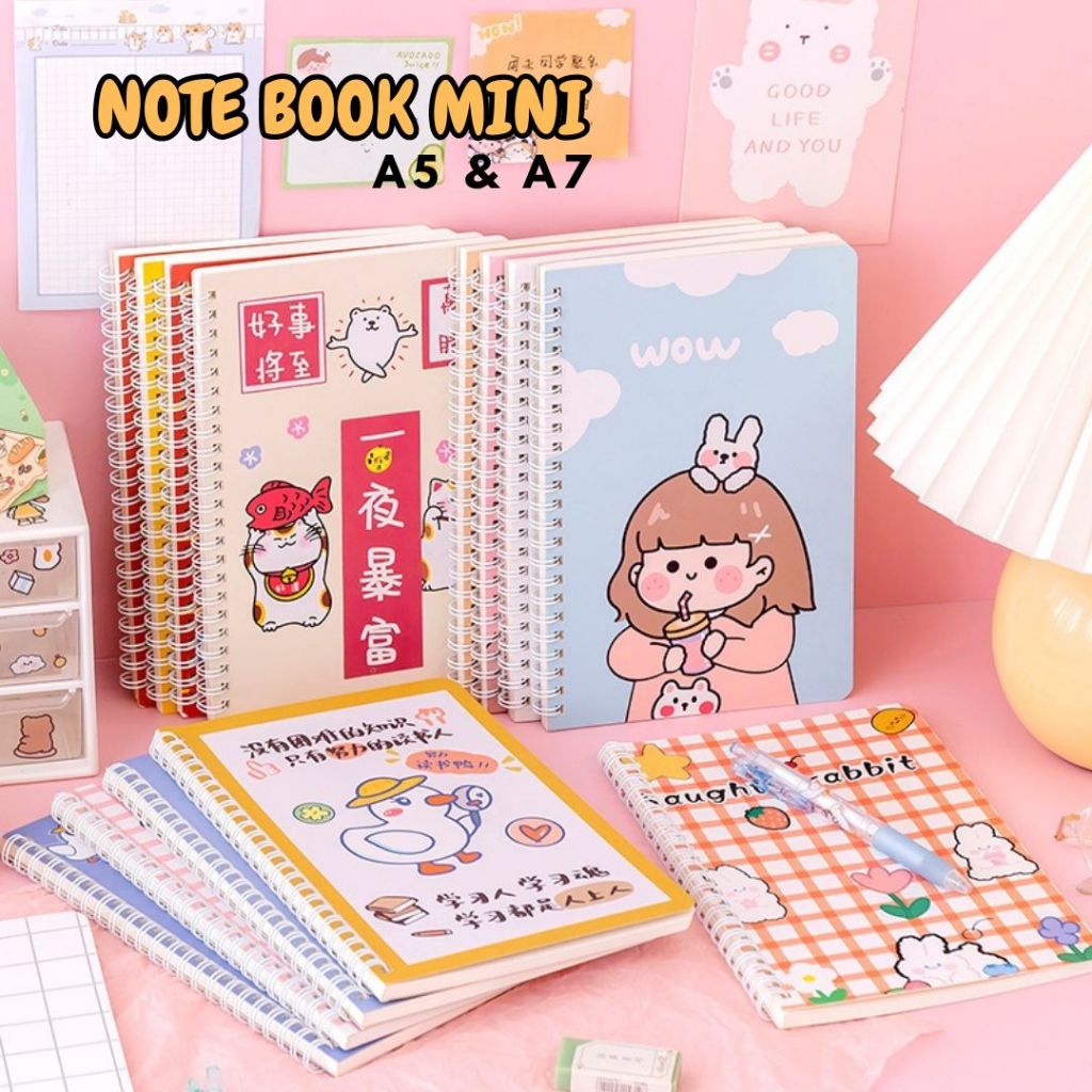 Jual Note Book Mini Karakter Kartun Lucu / Buku Tulis Mini Binder ...