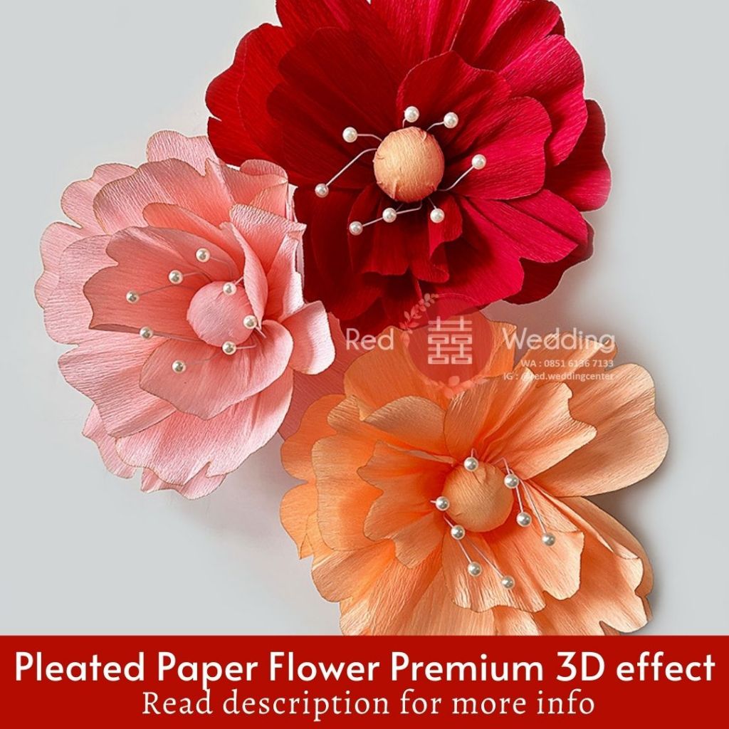 Jual Set Dekor PLEATED PAPER FLOWER mewah 3D Efek Dekorasi Ultah ...
