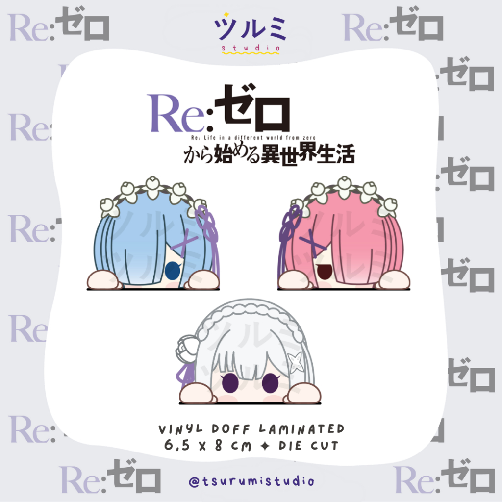 Jual Re: Zero Chibi Sticker Emilia, Rem, Ram by tsurumistudio | Shopee ...