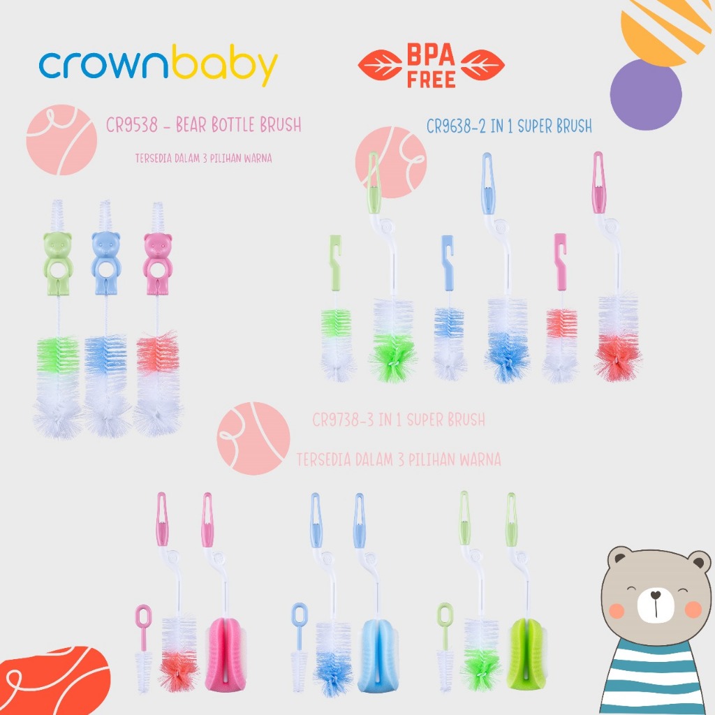 Jual CROWN Sikat Botol Susu Dot Bayi / Pembersih Botol Spon / Sikat ...
