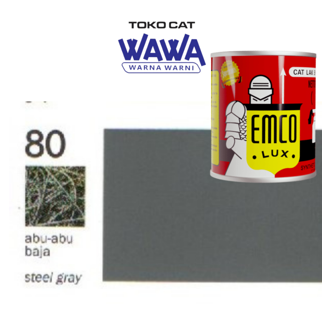 Jual Emco Lux cat kayu dan besi sintetis ABU-ABU BAJA 80__ 1kg | Shopee Indonesia
