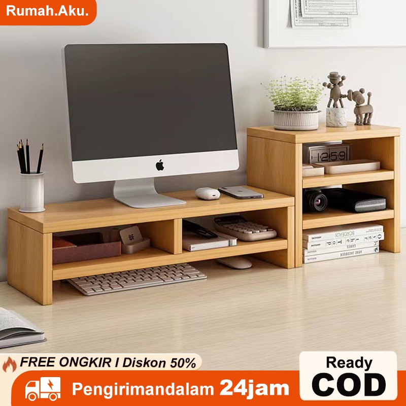 Jual RA Stand Monitor Rak Monitor Rak Buku Kayu Desktop Dudukan ...