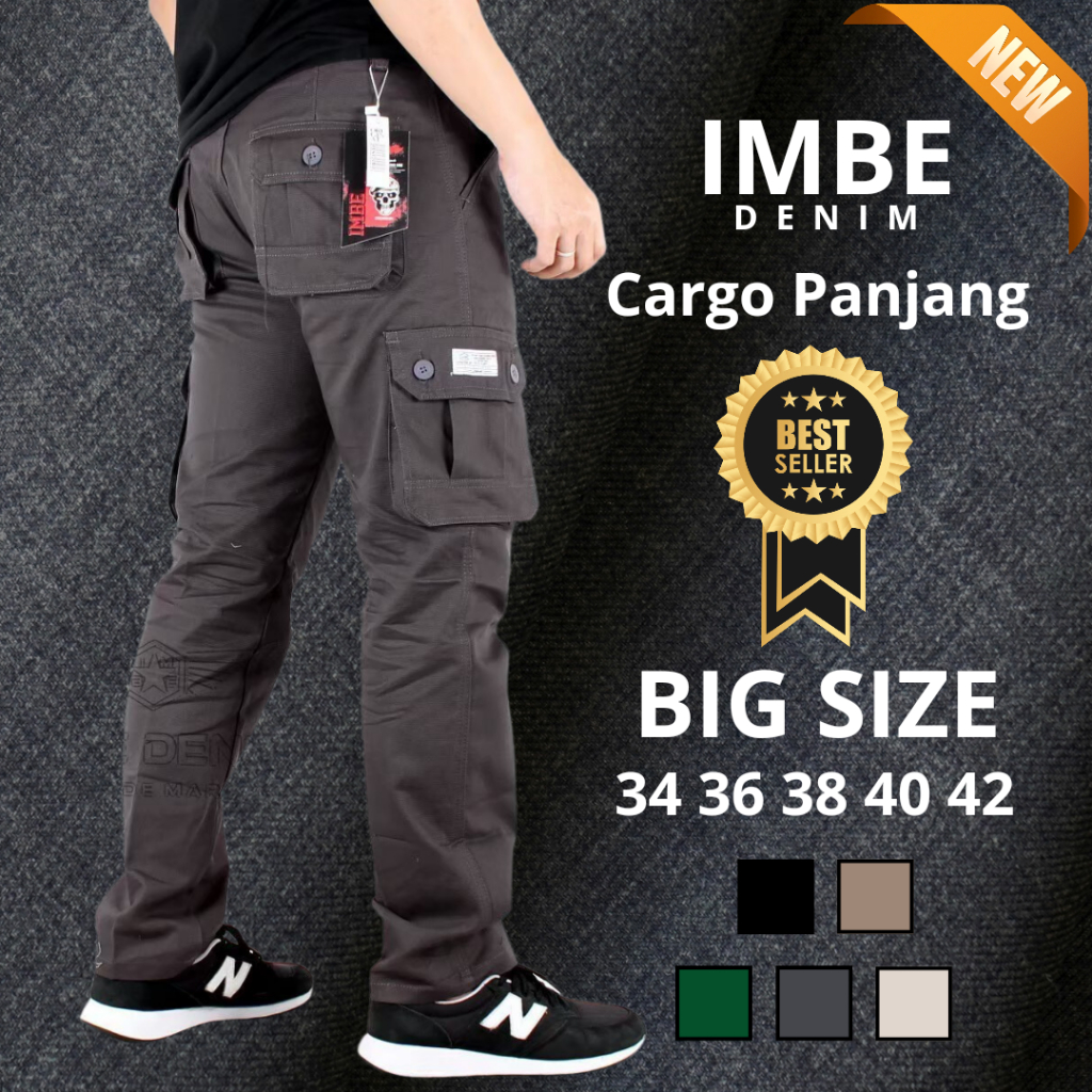 Jual IMBE Cargo Panjang BIG SIZE Celana Kargo Ukuran besar no 36 38 40 ...