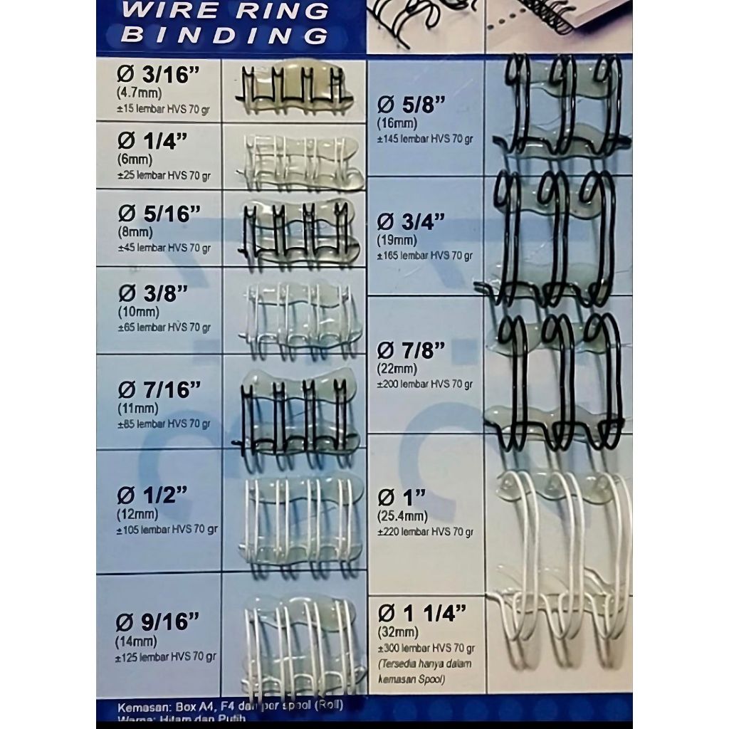 Jual Ring Jilid / Binding Spiral Wire / Kawat A4 dan F4 5/16 Hitam ...