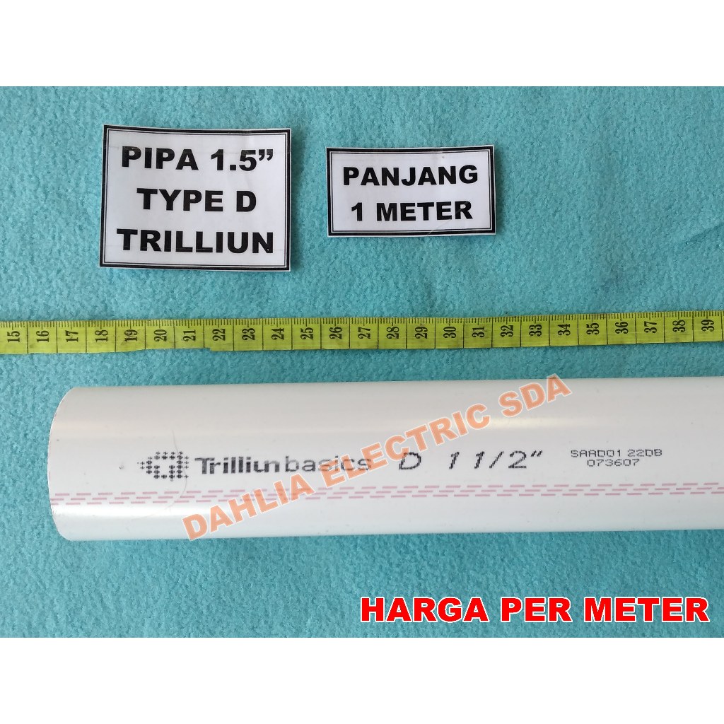 Jual PIPA PVC 1 1/2 INCH D TRILLIUN PUTIH 1 METER | Shopee Indonesia