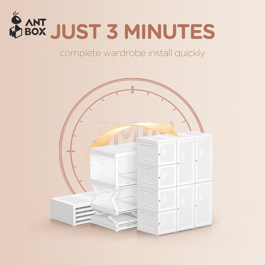Jual ANTBOX Lemari Baju Putih 12 Box 2 Gantungan Baju Wardrobe Pakaian Lemari Lipat Kapasitas ...