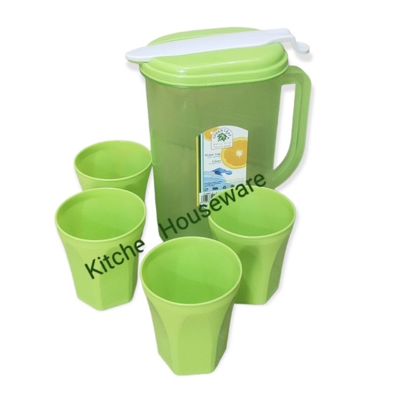 Jual Eskan 2,1 Liter GreenLeaf Water Jug Eskan Kulkas Stainless + Gelas ...