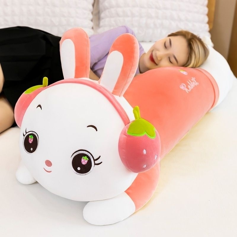 Jual Bantal Guling Rabbit Bunny Pakai Bando Strawberry Boneka kelinci ...