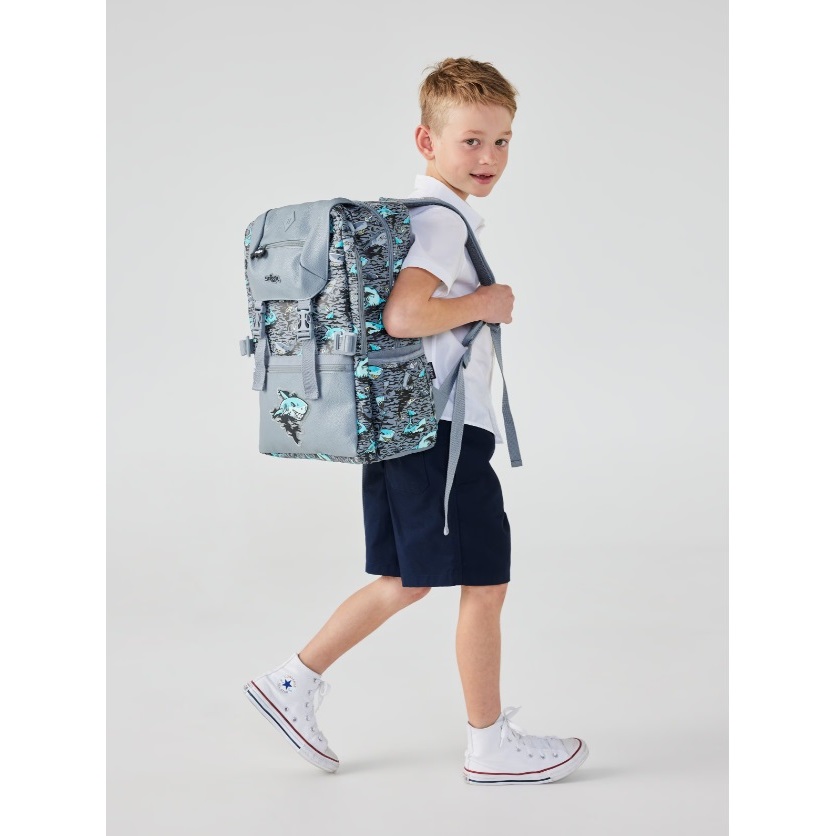 Jual Smiggle Wild side Shark abu backpack lunchbag hardtop bottle ...