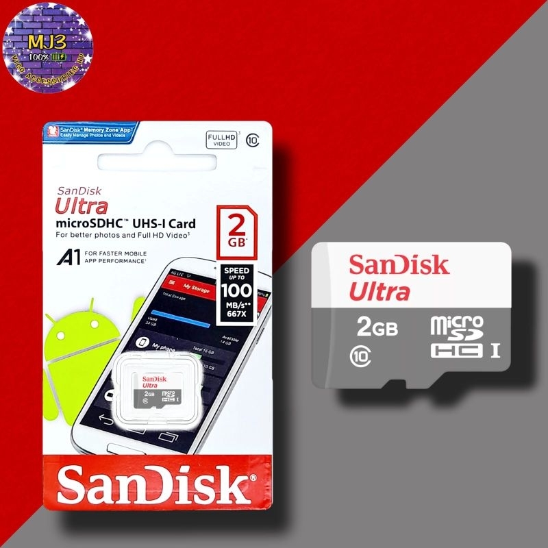 Jual Sandisk Ultra 100MPS MicroSD UHS-I Card class 10 Micro SD 2GB kartu memory kartu memori ...