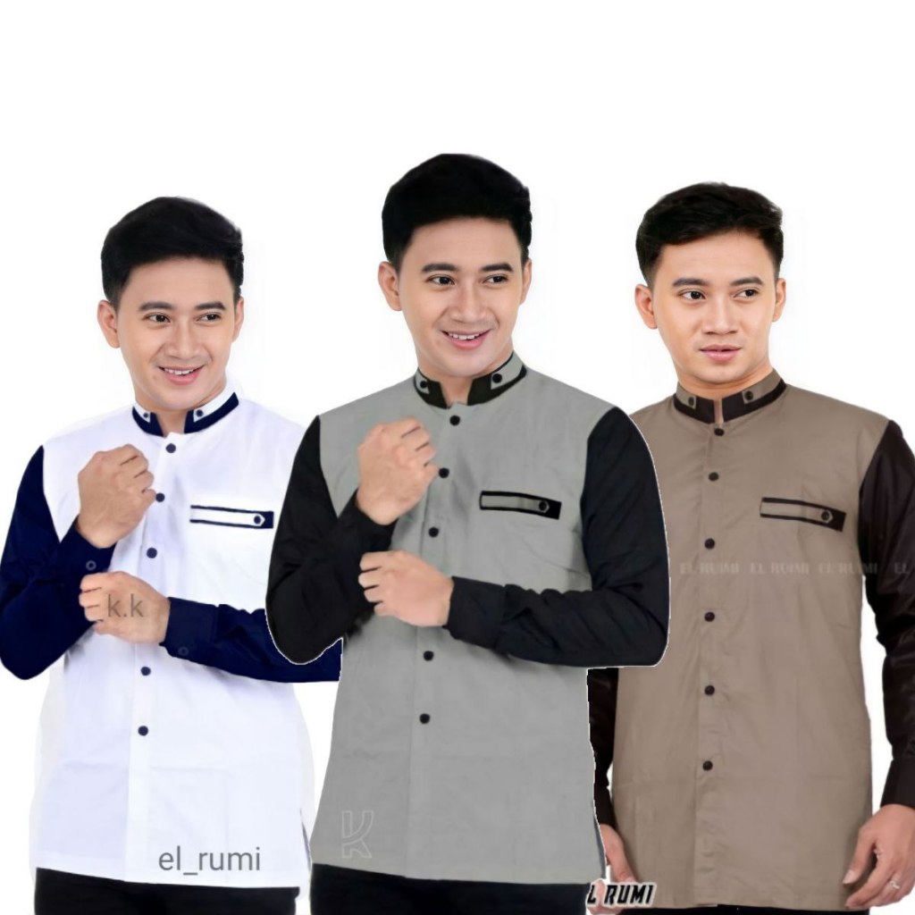 Jual Baju Koko Original Ar-ribhan Motif Skoder Warna Abu Lengan Panjang ...