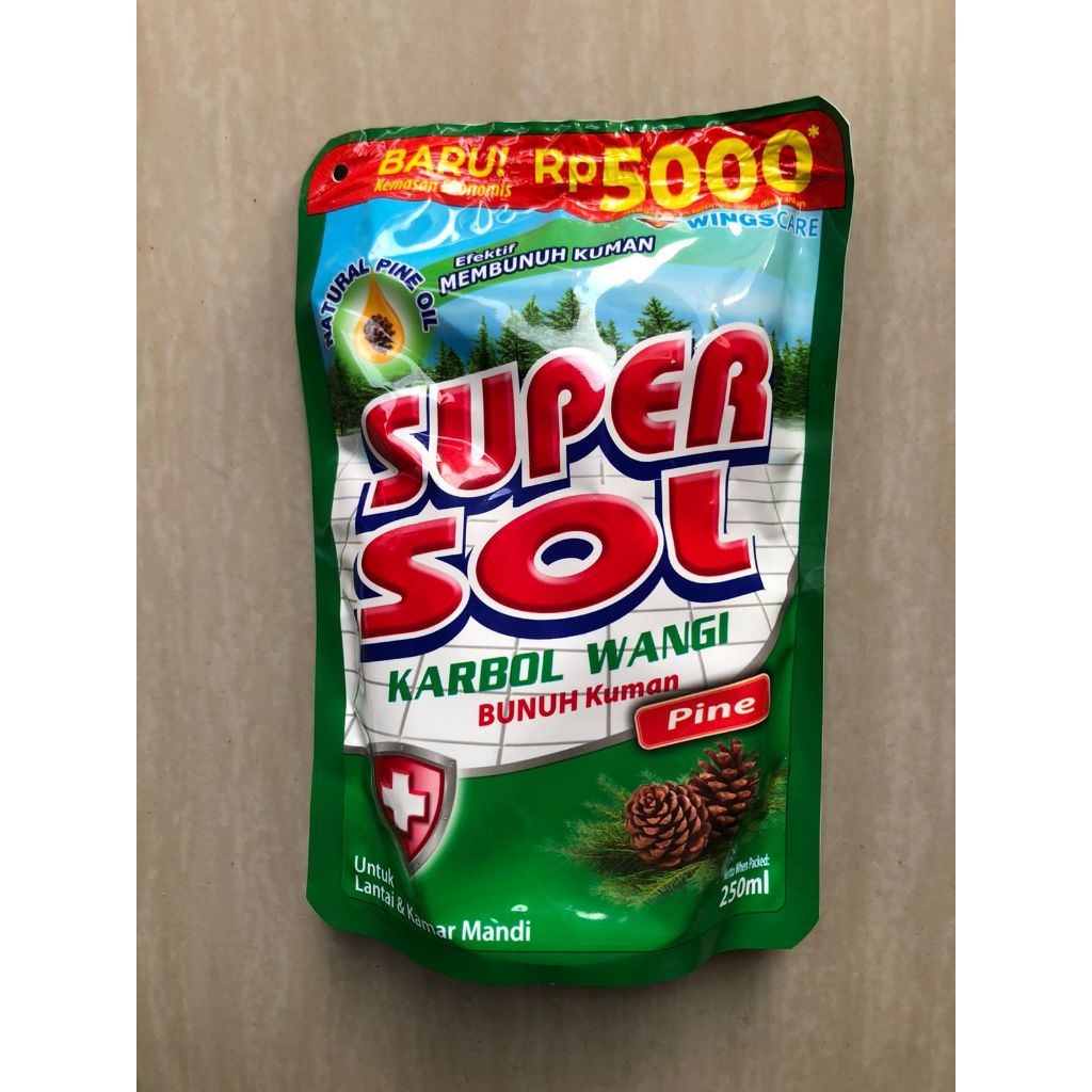 Jual SUPERSOL KARBOL PINE 250ML KEMASAN POUCH (ISI ULANG) - PEMBERSIH ...
