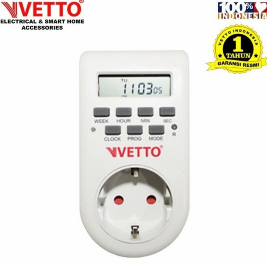 Jual VETTO Stop Kontak Colokan Listrik Timer Digital 1 Minggu | Shopee ...
