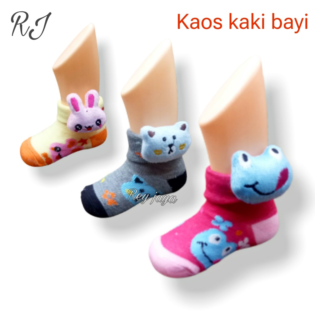 Jual 3 PASANG Kaos Kaki Bayi baby perempuan Anti Slip Usia 0 6 Bulan Motif Boneka Karakter Lucu ...