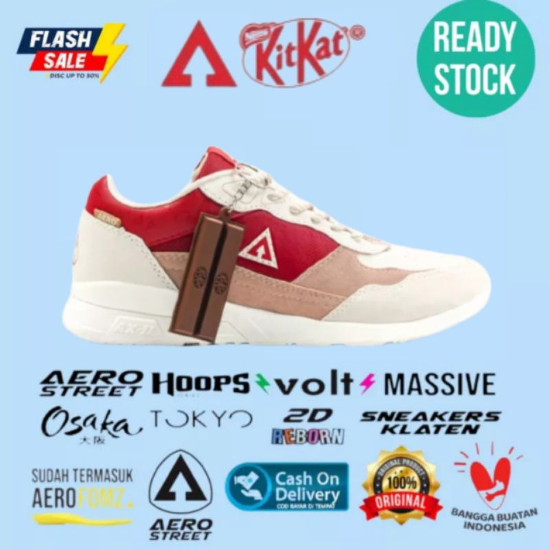 Jual Aerostreet X Kitkat Putih Merah - Sepatu Sneakers Casual Sport ...