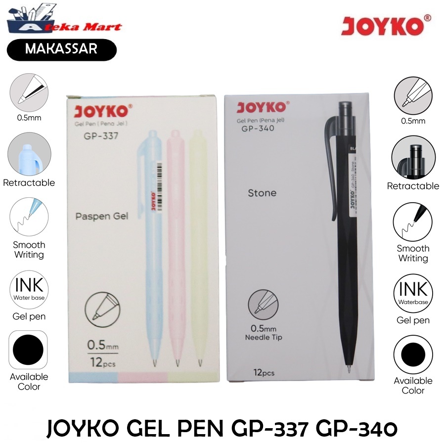 Jual [BOX/12PCS] JOYKO GEL PEN CETEK GP-337 PASPEN GP-340 STONE | Shopee Indonesia