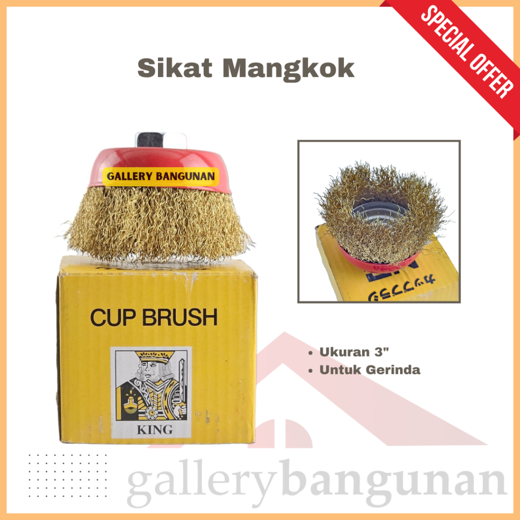 Jual Sikat Mangkok King Bulat 3in 3" Gerinda Kawat Brush Kuning M10 ...