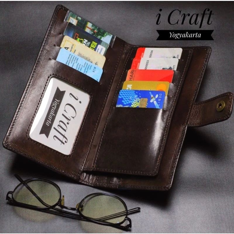 Jual DOMEPT KULIT PANJANG PRIA WANITA DOMPET KANCING KULIT SAPI ASLI ...
