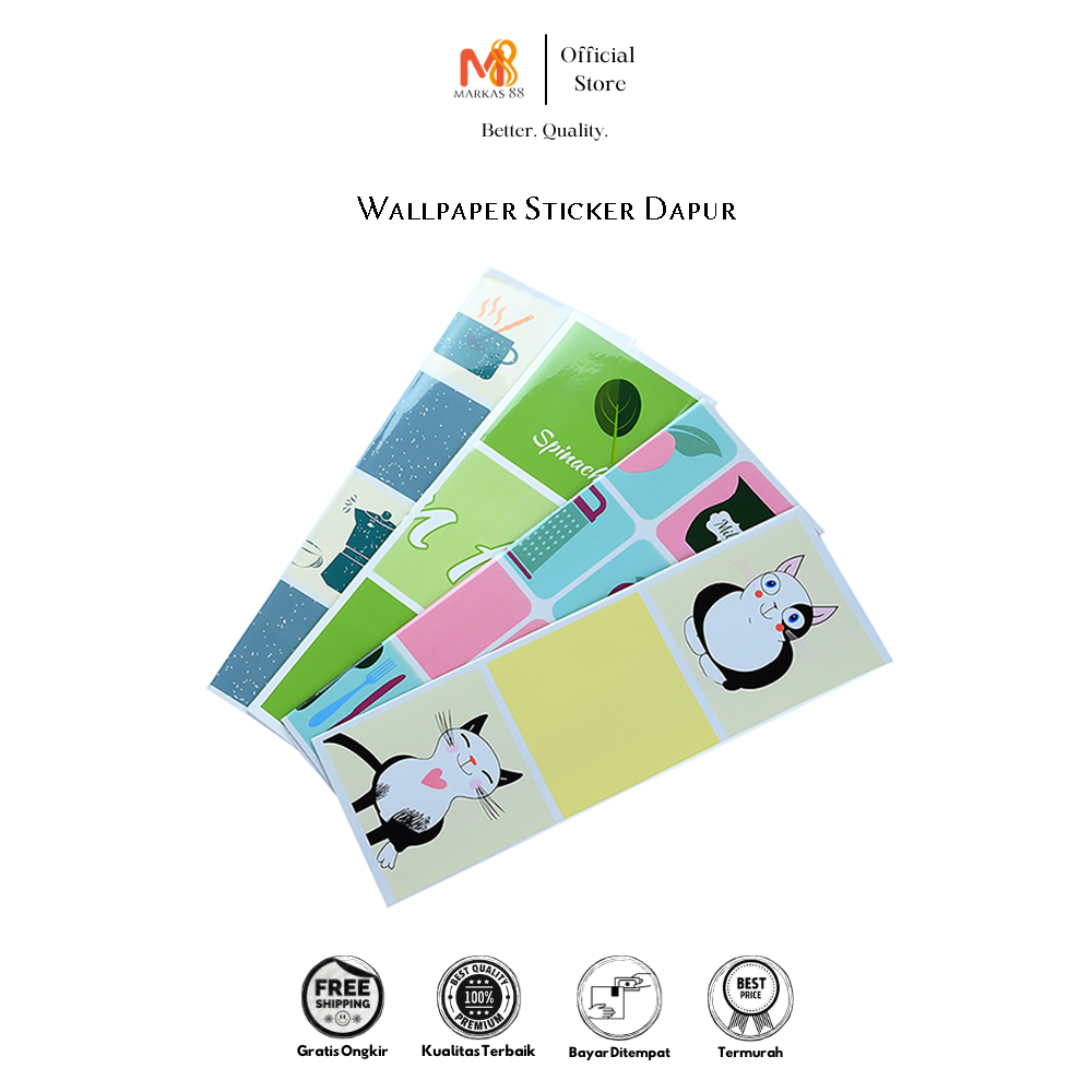 Jual MARKAS88 Wallpaper Dinding Sticker Dapur Anti Air Api dan Minyak ...