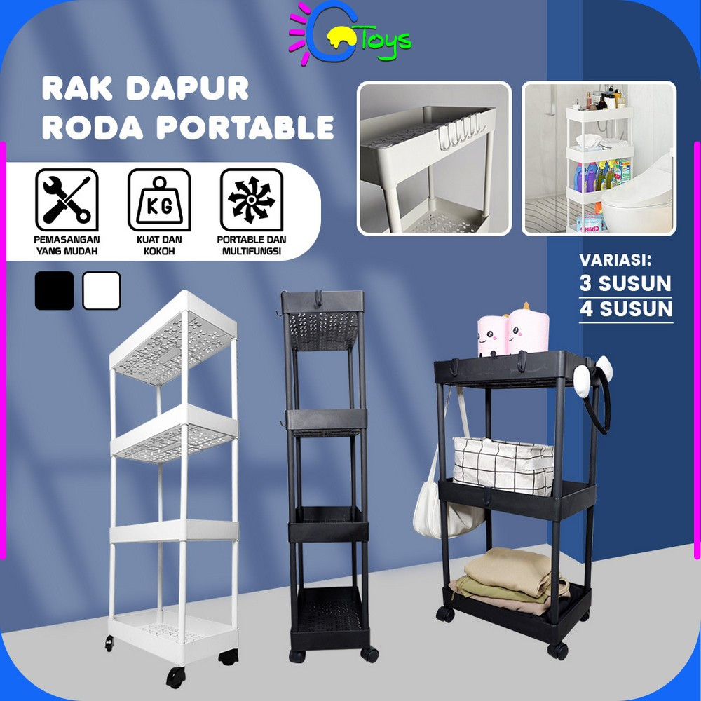 Jual CR-C802 Rak Susun Serbaguna 4 Tingkat Dengan Roda Bahan Plastik ...