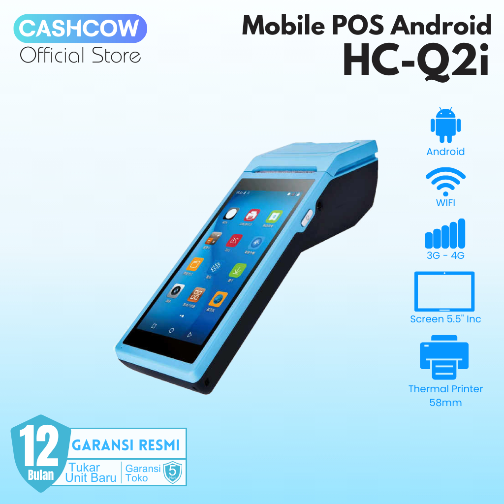 Jual Mobile POS Android Mesin Kasir Portable Thermal 58mm Touch Screen HC-Q2i | Shopee Indonesia