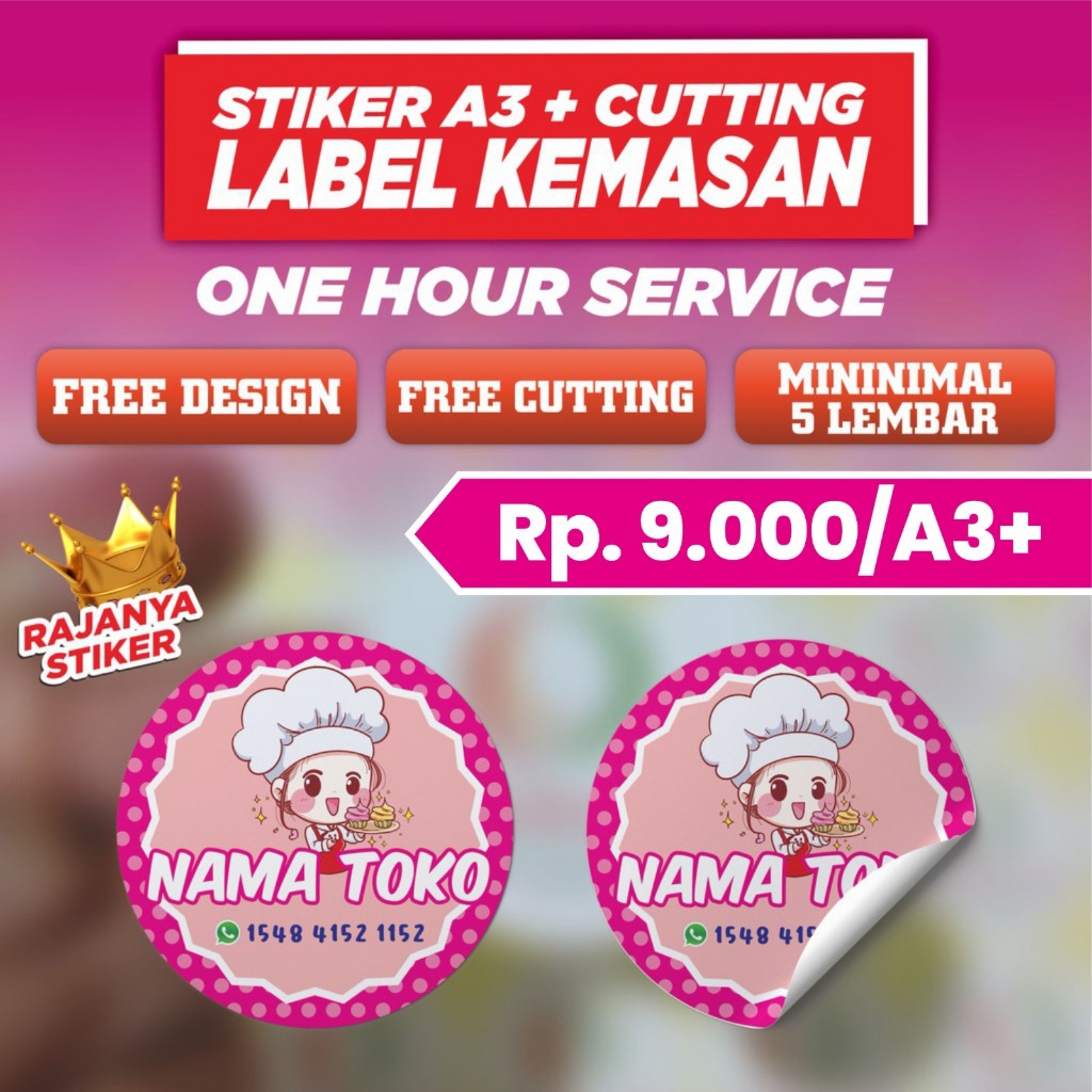 Jual 5 CETAK STIKER LABEL OLSHOP CUSTOM VINYL KOTAK MINUMAN MAKANAN ...