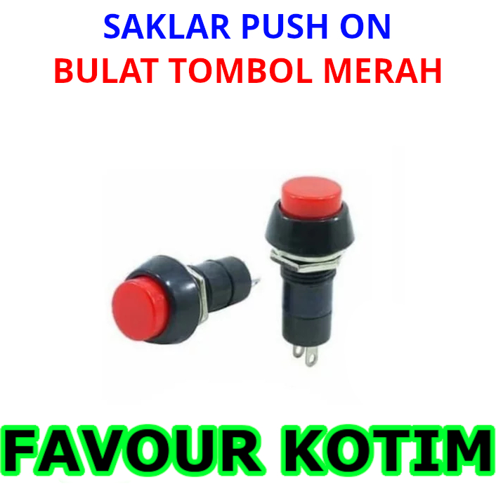 Jual SWITCH PUSH ON TOGGLE BUTTON TOMBOL SAKLAR BULAT MERAH NO LOCK ...