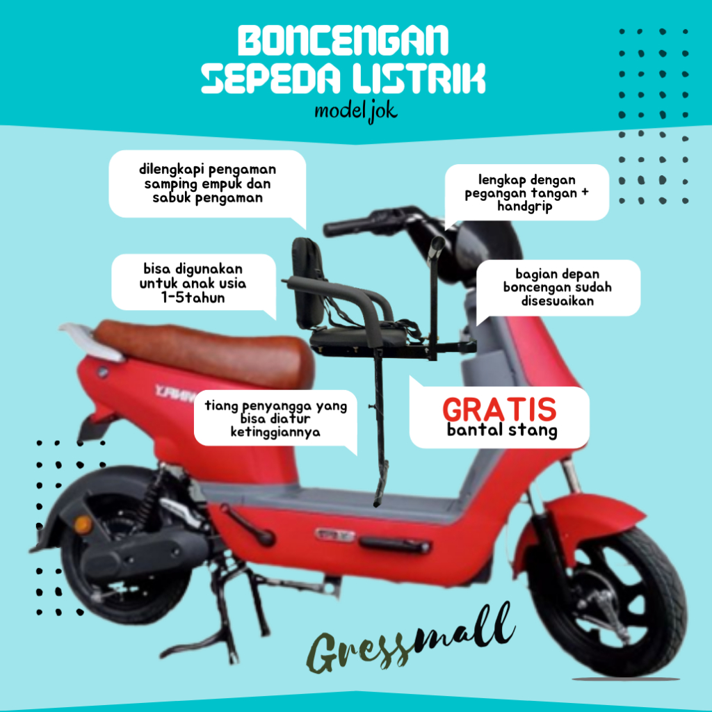 Jual Boncengan Anak Sepeda Listrik DF8/DF8s Kursi Boncengan Anak Sepeda ...