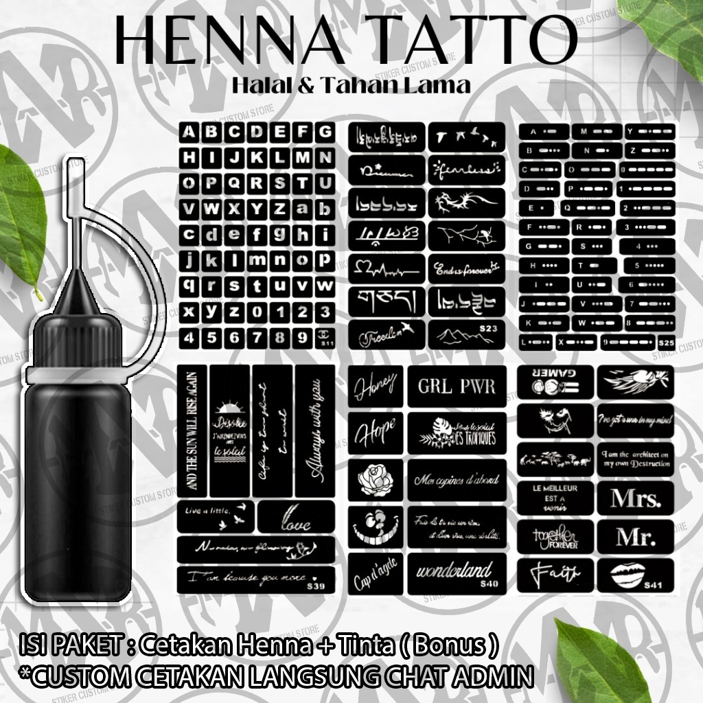 Jual Henna Tato Halal Tahan Lama Bisa Custom Hena Kit 10ml Hena Tatto ...