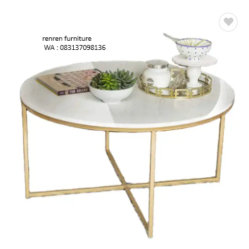 Jual MEJA TAMU - MEJA TENGAH LOGAM EMAS MINIMALIS DALAM DESAIN SILANG ...