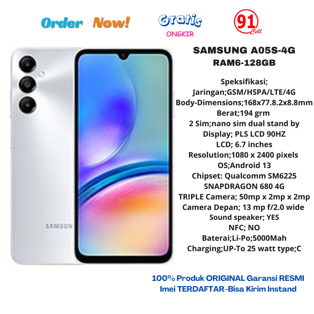 Jual Samsung Galaxy A05s Original (Ram6/128gb) garansi resmi | Shopee ...