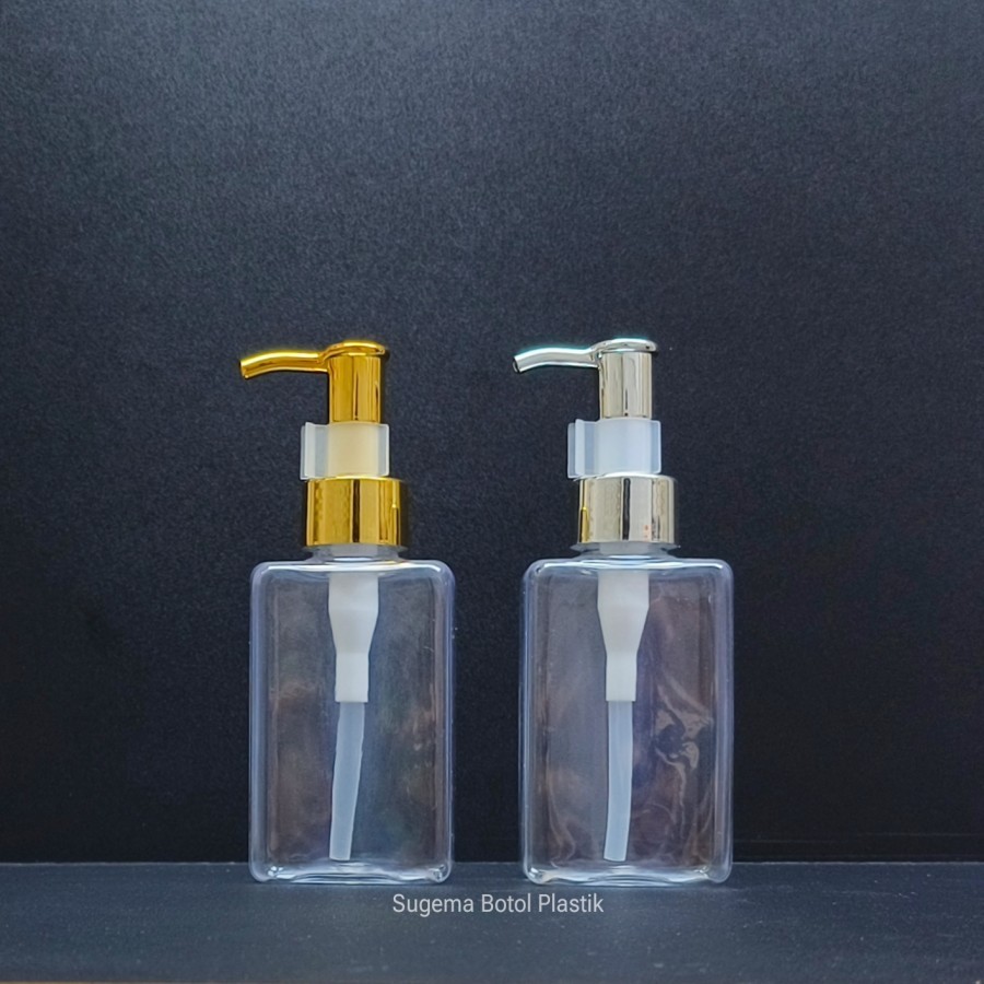 Jual Botol Pump 100ml Kotak Bening / Botol Pump 100ml Tutup Pump Clip Oil Luxury Gold | Shopee ...
